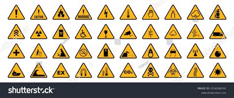 Set Triangle Yellow Warning Sign Vector Stock Vector Royalty Free