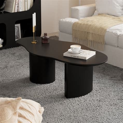 1200mm Abstract Funky Japandi Wood Coffee Table Cloud Shaped In Black