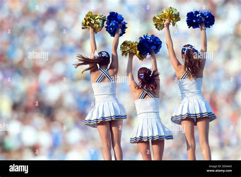 Caucasian Cheerleaders Posing Together Stock Photo Alamy