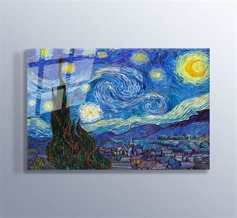 Starry Night Yıldızlı Gece 1889 Cam Tablosu Tablohane