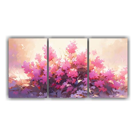 Cuadro Decorativo Tres Cuadros Expresión Exclusivo En Tonos Magenta