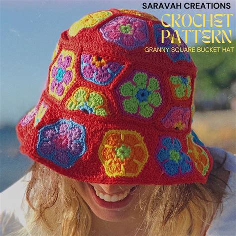 Granny Square Bucket Hat Crochet Pattern Etsy