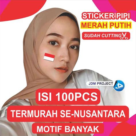 Jual Sticker Pipi Merah Putih Isi Pcs Jdm Tempelan Pipi Bendera
