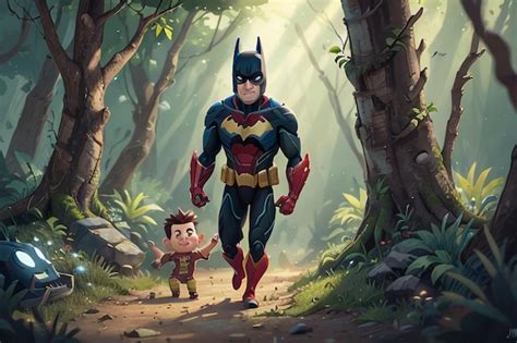 Batman Superman Dibujos Animados Lindo Personaje Papel Tapiz Fondo
