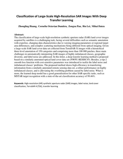 pdf classification of large scale high resolution sar images with deep transfer learning