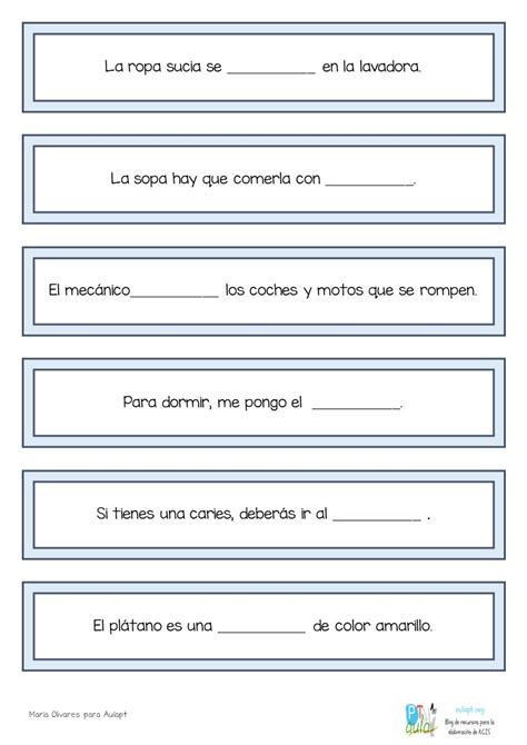 Tiras Para Completar Frases Ejercicio De Inferencias Aula Pt