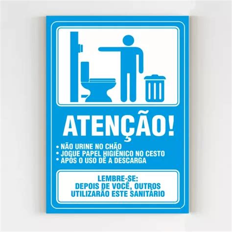 Placa De Sinalização Regras De Higiene No Banheiro Mdf 20x29