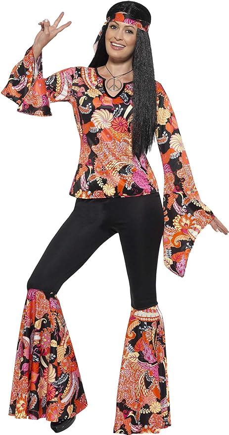 Smiffys 45516X1 Damski Kostium Hipisowski Top Spodnie Chusta Na
