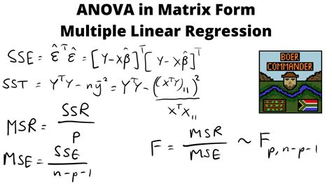 ANOVA Matrix Form Multiple Linear Regression YouTube