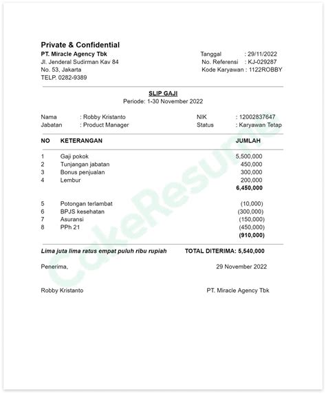 Contoh Slip Gaji Karyawan Lengkap Dengan Cara Membuatnya Cakeresume