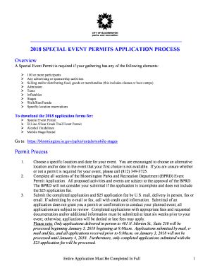 Fillable Online Bloomington In Event Permit Application 2018 Fax Email