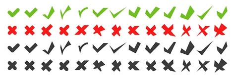 Premium Vector Check Mark And Cross Symbols In Flat Design Vector