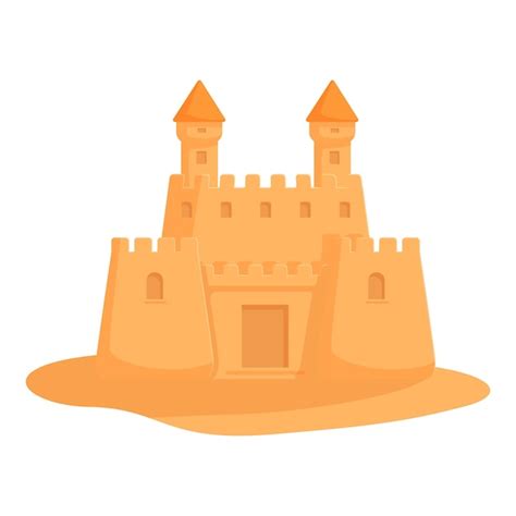 Castillo De Arena De Dibujos Animados Aislado Sobre Fondo Blanco