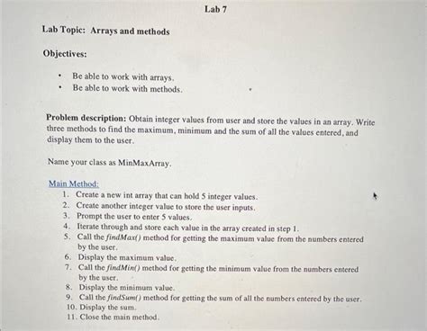 Solved Lab Topic Arrays And Methods Objectives Be Able Chegg