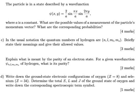 solved 1 a a particle of mass m moves in two dimensions in
