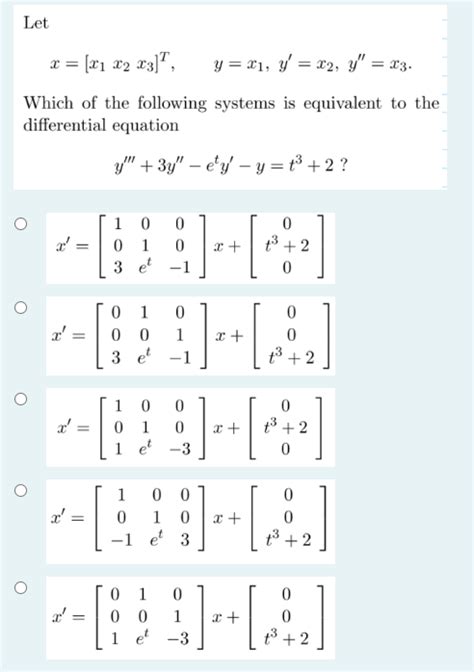 solved let x [x1x2x3]t y x1 y′ x2 y′′ x3 which of the