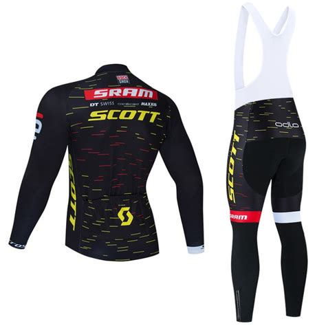 Ensemble cuissard vélo et maillot cyclisme hiver équipe pro SCOTT SRAM