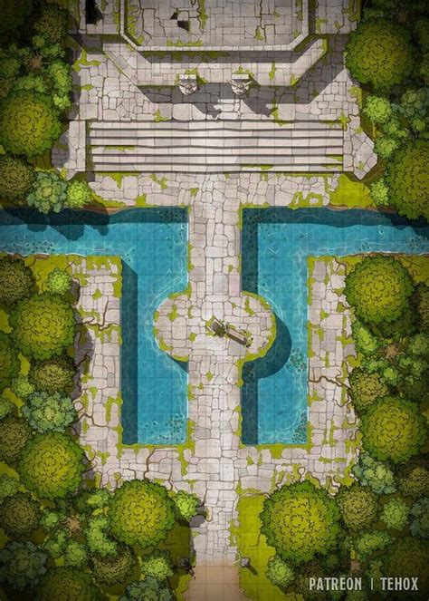 A Temple In The Forest 25x35 Battlemap Battlemaps Dnd World Map Fantasy City Map Dungeon