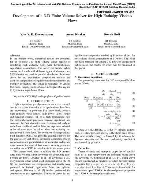 pdf development of a 3 d finite volume solver for high enthalpy viscous flows