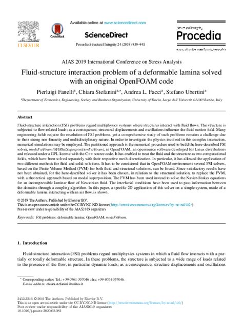 pdf fluid structure interaction problem of a deformable lamina solved with an original