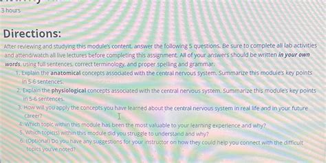 Solved Hours Directions After Reviewing And Studying This Module S