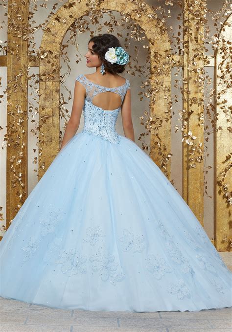 Vizcaya By Mori Lee 89229 Crystal Beaded Floral Appliqued Ballgown