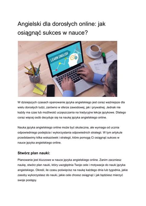 PPT Angielski dla dorosłych online jak osiągnąć sukces w nauce