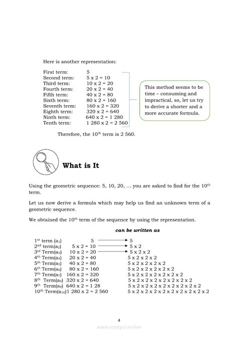 math 10 module 6 finding the nth term of a geometric sequence and geometric means grade 10