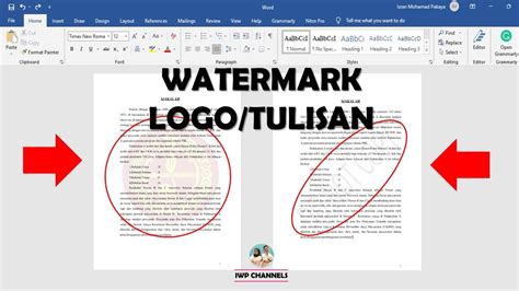 Cara Membuat Watermark Logo Tulisan Di Microsoft Word Youtube