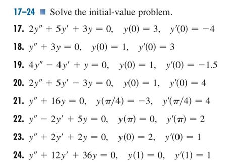 solved 17 24 solve the initial value problem 17 2y 5y