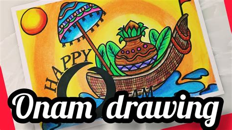 Happy Onam Festival Drawing Onam Drawing With Oil Pastel How To Draw