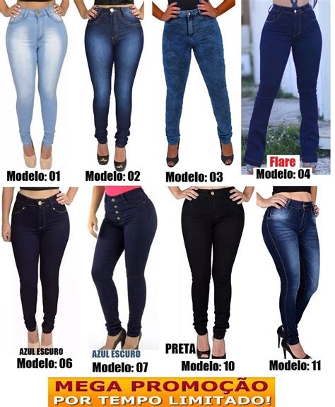 Kit 3 Calça Jeans Cintura Alta Feminina Skinny C Lycra R 159 99 em