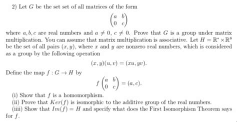 solved 2 let g be the set set of all matrices of the form