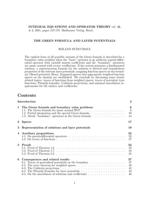 pdf the green formula and layer potentials