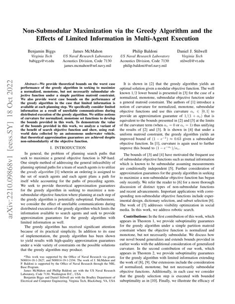 pdf non submodular maximization via the greedy algorithm and the effects of limited