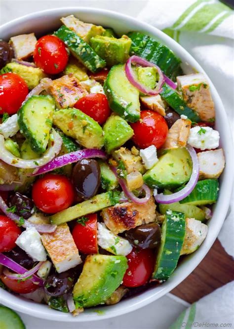 Greek Chicken Cucumber Avocado Salad Recipe ChefDeHome