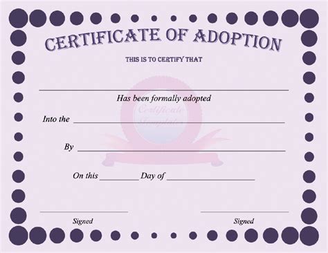 Certificate Of Adoption Template Free PRINTABLE TEMPLATES