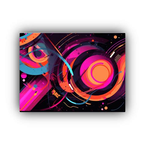 Cuadro Abstracto Con Líneas Neón Intensas Y Círculos En DecoCuadros