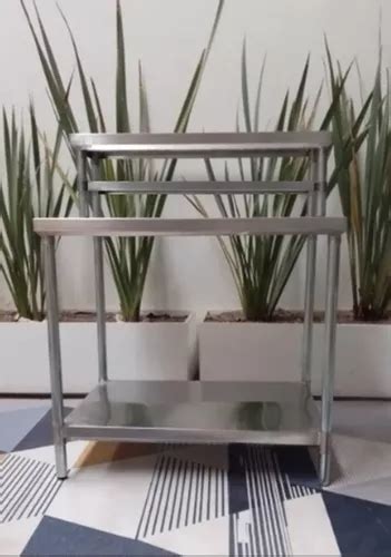 Mesa Con Doble Repisa Acero Inoxidable Marca Mindejal