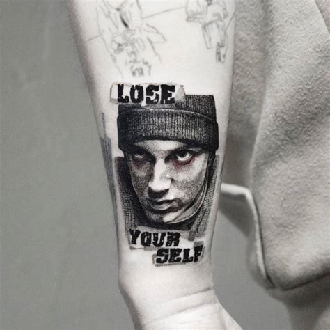 Eminem Portrait Tattoo Located On The Wrist