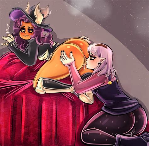 Rule 34 2girls Aged Up Amity Blight Bitterbunz Clothed Ear Piercing Elf Ears Female Female