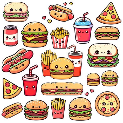 Kawaii Cute Junk Food Png Bundle Etsy