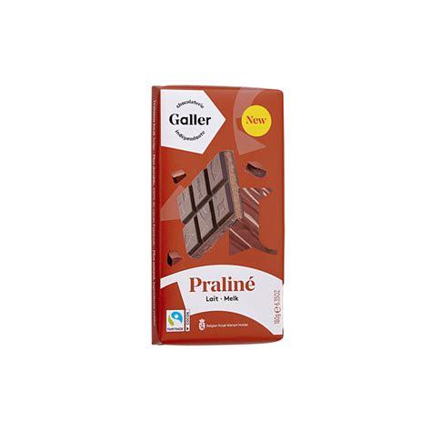 Tablette de chocolat au lait fourrée de pralines Galler Lait Praline 180 g