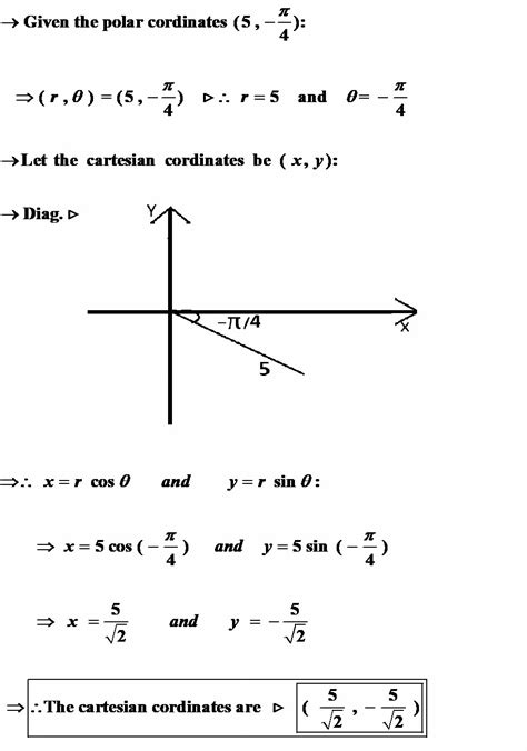 find the cartesian coordinates drawing a figure in each case of the points whose polar