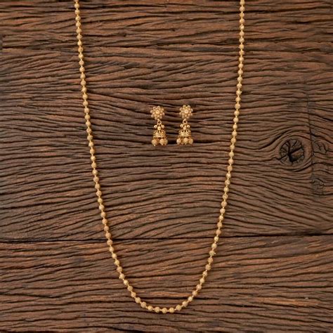 32 Inch Long Gold Beaded Necklace Matar Mala Beaded Etsy Gold