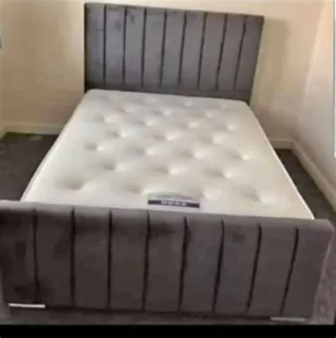 UPHOLSTERED PLUSH VELVET Fabric Chesterfield Sleigh Bed Frame Fast
