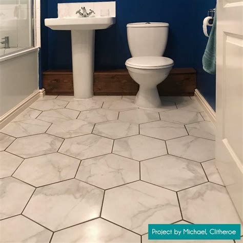 Voronoi White Marble Effect Hexagon Tiles Walls And Floors