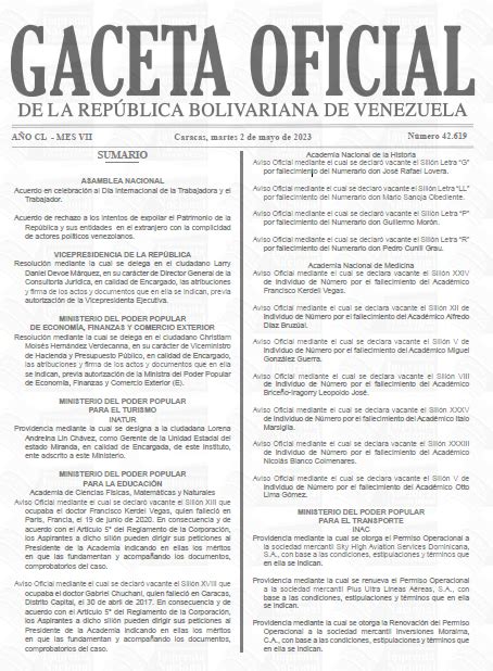 Gaceta Oficial de la República Bolivariana de Venezuela Número 42619