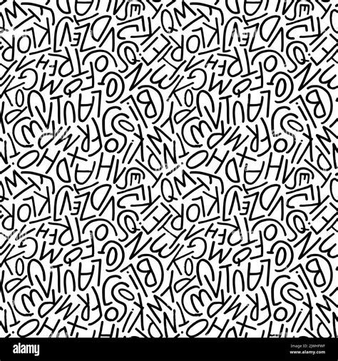 Vector Seamless Pattern With Simple Line Letters Stock Vector Image