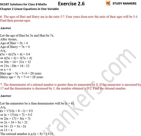 Ncert Solutions For Class Maths Chapter Linear Equations In One